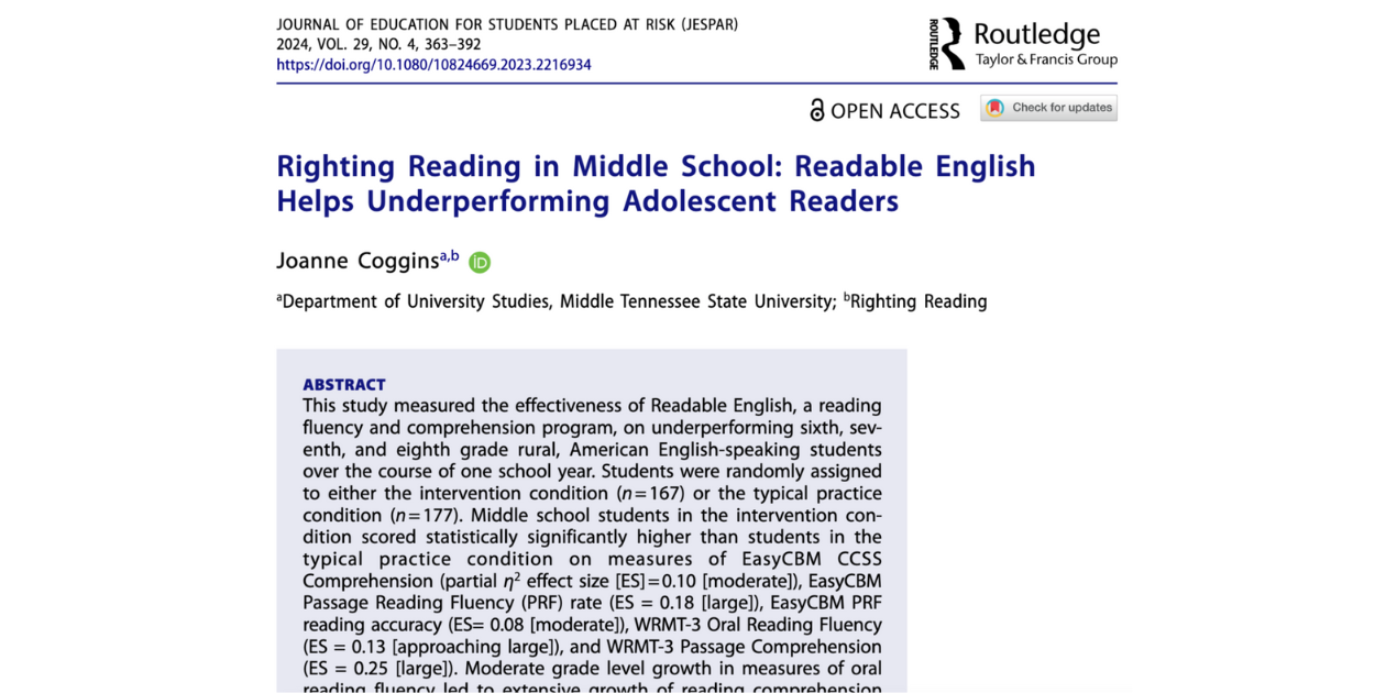 Boosting Middle School Literacy: How Readable English is Making a ...